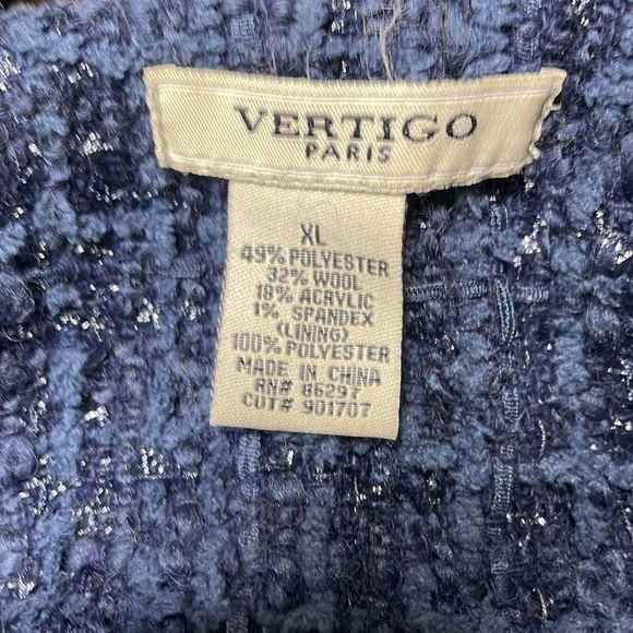 Vertigo Paris | Jackets & Coats | Vertigo Paris Womens Blue Tweed ...